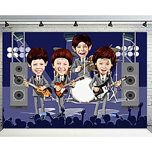 DZTRELFK Band Banner, Rock and Roll Theme, Pretend Play Party Decor, Large Guitarist Bassist Drummer Face, Multi Color, 71x47 inches, Birthday Party Supplies