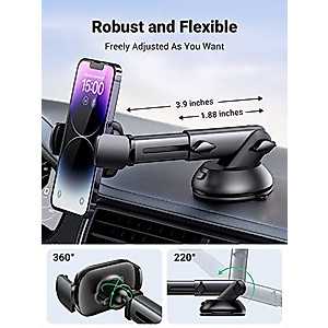 UGREEN Car Phone Holder Mount Suction Cup Windshield Window Dashboard Cell Phone Holder Universal Compatible with iPhone 14 13 Pro Max, iPhone 12 11 Plus SE XS XR 8 7 6 6S Smartphone Car Accessories