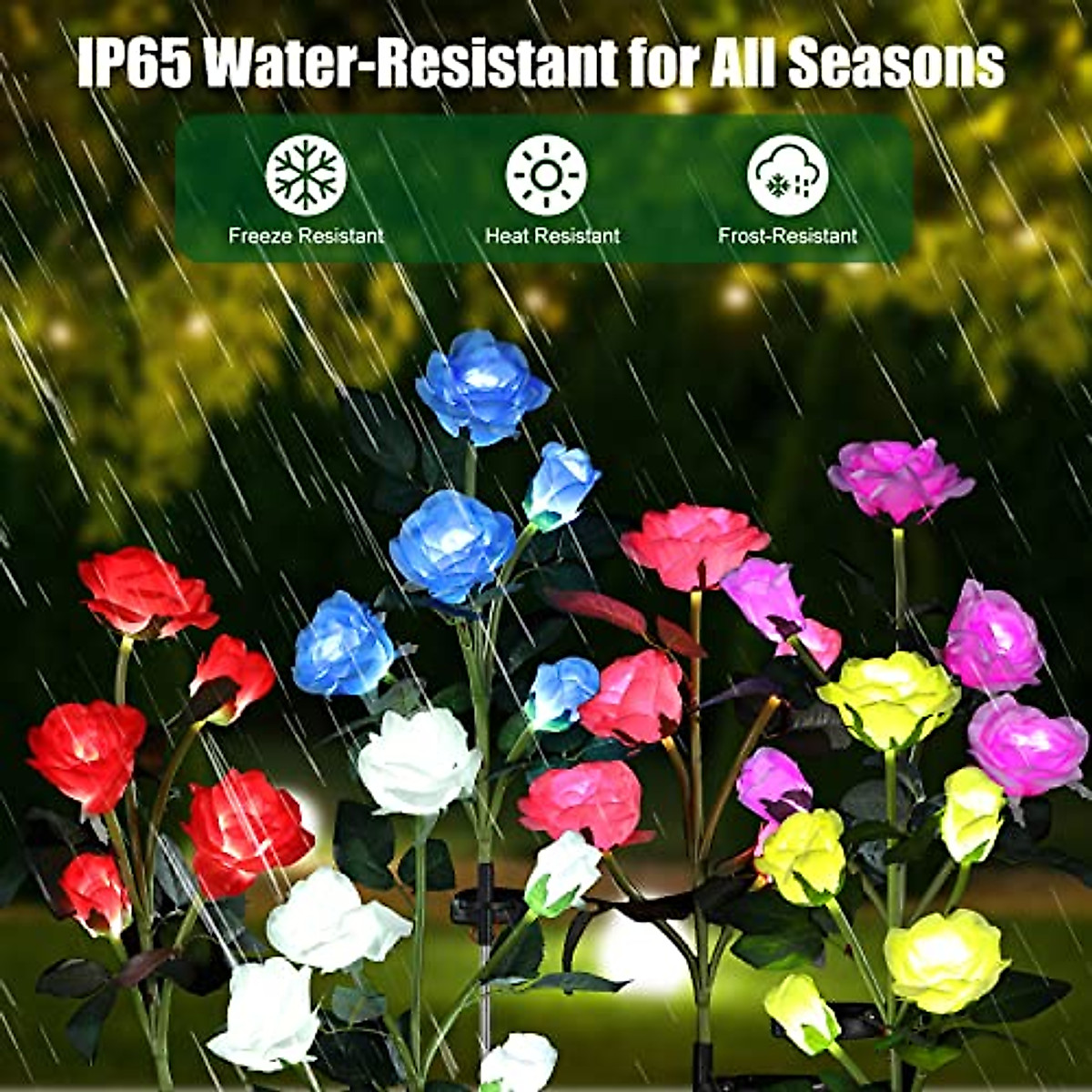 BBTO 12 Pack Solar Rose Lights Solar Outdoor Garden Flower Lights Flowers Roses Lights with 60 Rose Flowers Waterproof Lights for Valentine's Day Weeding Pathway Walkway Patio Yard Decoration