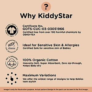 KiddyStar Organic Baby Bibs – Soft, Absorbent Cotton Bandana Bibs for Drooling & Teething – Adjustable & Stylish Baby Gift