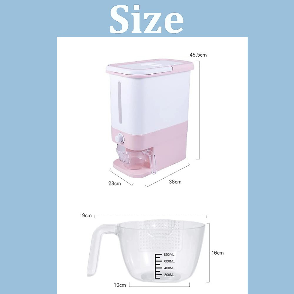 Creamoon WAQIA Rice Bucket Rice Storage Box Large Sealed Grain Container Grain Storage (pink)