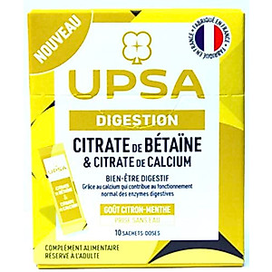Betaine & Calcium Citrate by UPSA France for Digestive Comfort-Pack of 10 Sachets Doses
