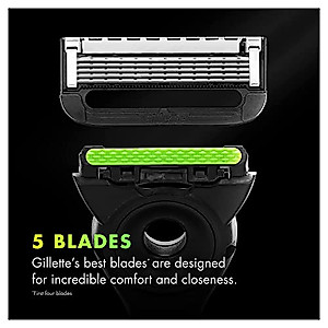 Gillette Razors for Men with Exfoliating Bar by GilletteLabs, Shaving Kit for Men, Includes 1 Handle, 4 Razor Blade Refills, 1 Premium Magnetic Stand