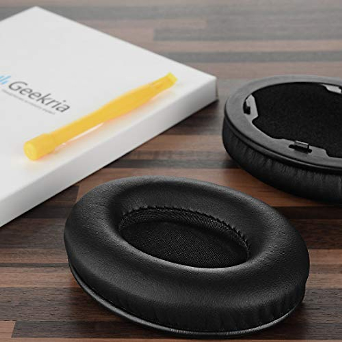 Geekria QuickFit Protein Leather Replacement Ear Pads for Monster B Studio 1.0 (1st Gen) Headphones Earpads, Headset Ear Cushion Repair Parts (Black)