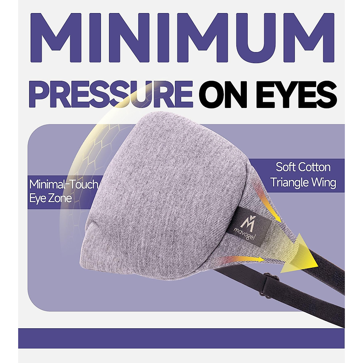 Mavogel Cotton Sleep Eye Mask - Updated Design Light Blocking Sleep Mask, Soft and Comfortable Night Eye Mask for Men Women, Eye Blinder for Travel/Sleeping/Shift Work, Includes Travel Pouch, Grey