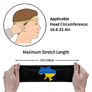 Flag Map of Ukraine Sports Headbands Unisex Yoga Non-Slip Quick-Drying Workout Hairband