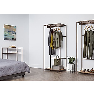 TRINITY Garment Rack with Bamboo Shelves for Clothing Storage, Closet Organization for Home, Apartment, Bedroom, Dorm Room and More, Modular Design, Bronze Poles, 30” W x 20” D x 72” H
