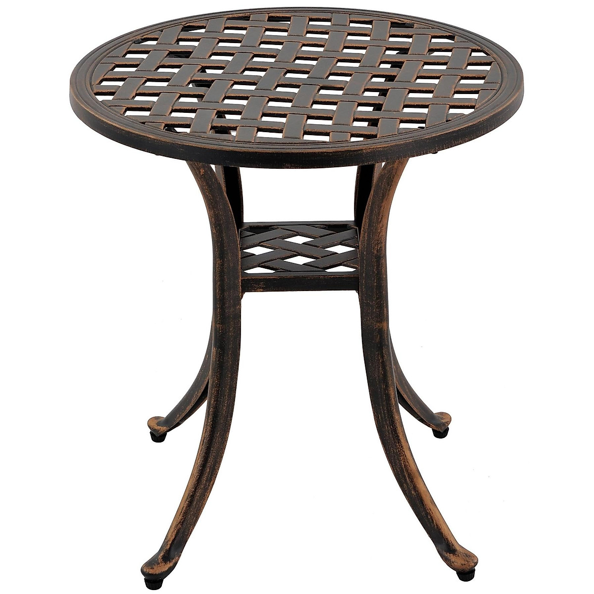 ZOTORUN Outdoor 19" Cast Aluminum Round Side Table End Table for Patio, Backyard, Pool, Indoor Companion, Easy Maintenance and Weather Resistant, Bronze