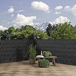 Windhager Sichtschutzstr anthr Livingston 07075 Privacy Screen Strips, Double Rod Mats for Fence, 50 m x 4.6 cm, Anthracite, Charcoal