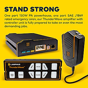 ThunderWave 150W Emergency Police Siren Amplifier [Remote Controller][2 x 15A Switches][Hands-Free Air Horn][3.5mm Input][Radio Rebroadcast] Warning PA System for Emergency Vehicles Trucks UTV POV