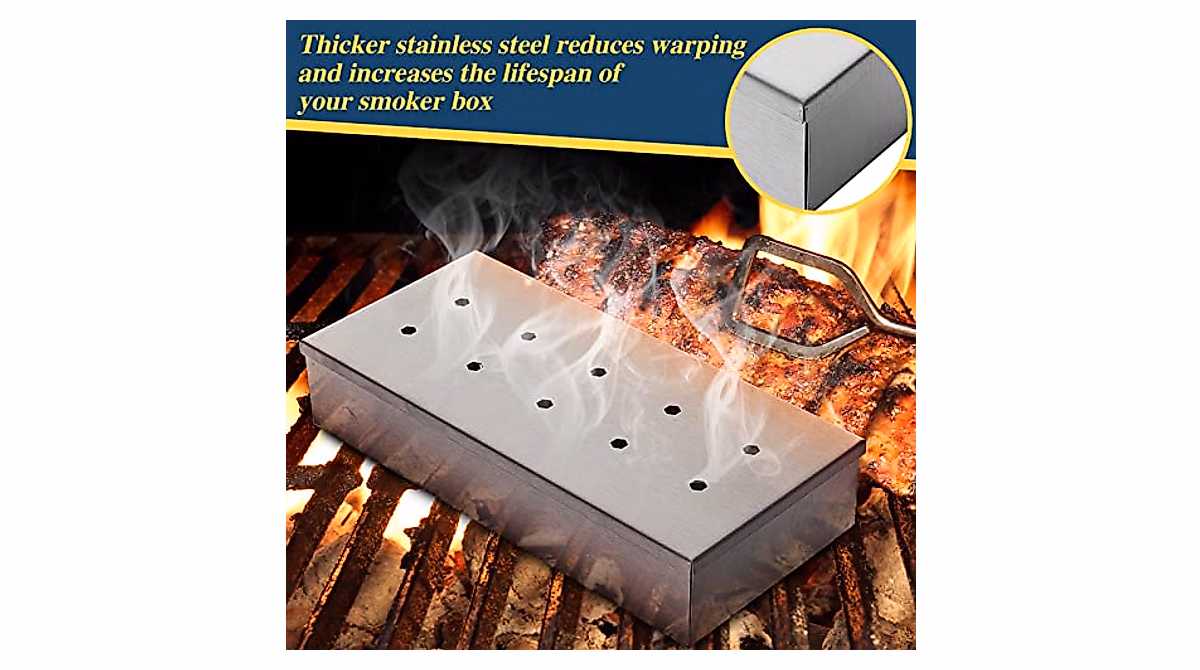 4 Pieces Smoker Box for Gas Grilling Stainless Steel Metal Grill Smoker ...