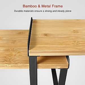 Goozii Kitchen Cabinet Organizer Shelves Set of 4, Expandable Counter Shelf Rack for Plate Dish Cup Mug Spice, Stackable Shelf Riser for Pantry Cupboard Desk Top Corner Storage (Bamboo, Black)