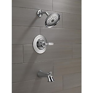 Delta Faucet Woodhurst 14 Series Single-Handle Chrome Tub and Shower Faucet, Shower Trim Kit with Single-Spray Chrome Shower Head, Shower System, Chrome T14432 (Valve Not Included), Without Rough