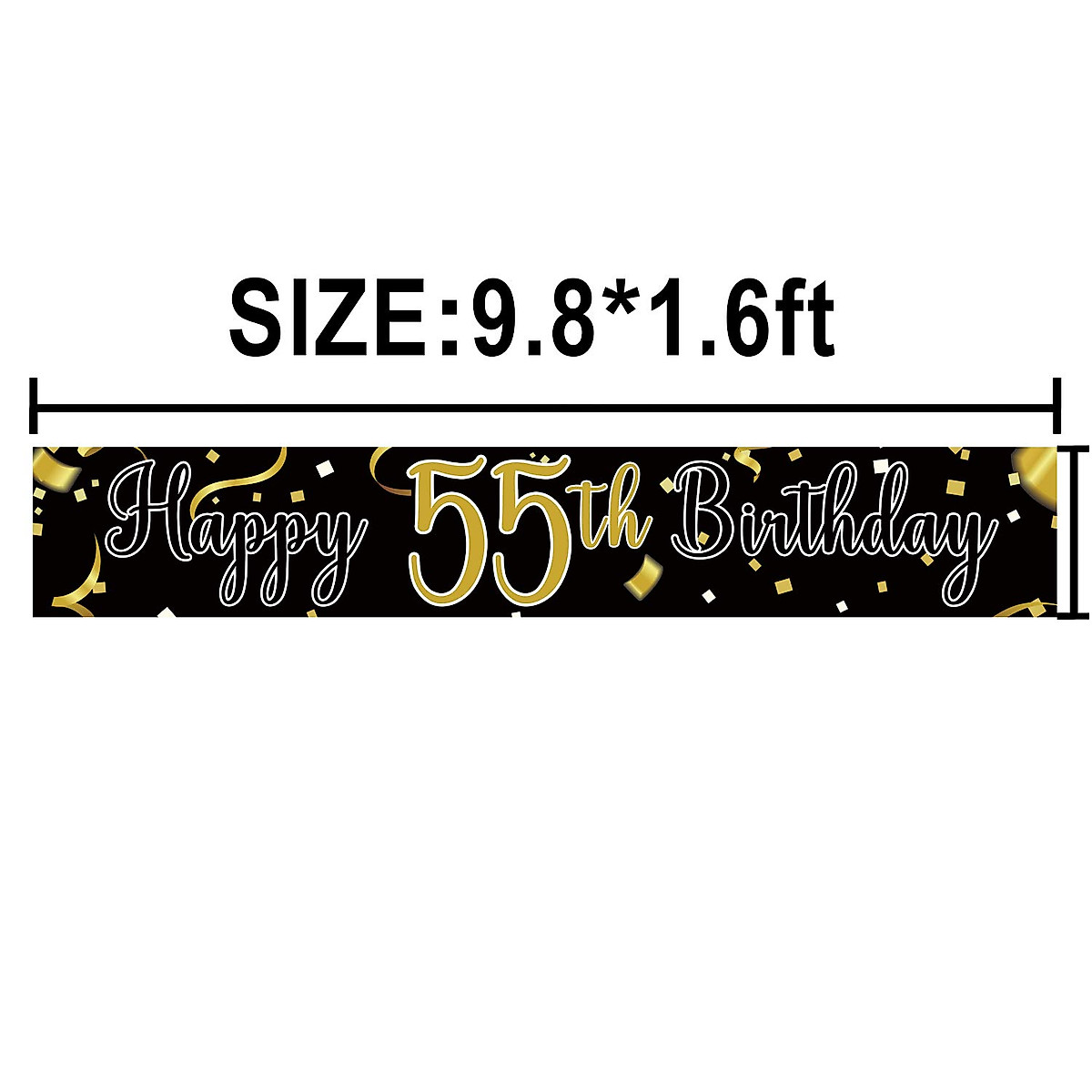 Large Happy 55th Birthday Banner, Cheers to 55 Years & 55 Fabulous, Birthday Hanging Banner, Birthday Party Decoration Supplies, Celebration Flag(9.8 x 1.6 ft)