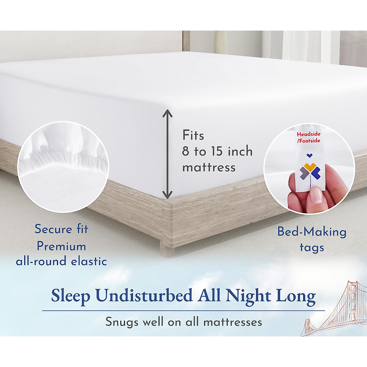 California Design Den White Twin XL Fitted Sheet, 100% Cotton 400 Thread Count Sateen, 1 Fitted Sheet Only for Home, Fits College Dorm Mattresses (Twin XL, White)