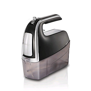 Hamilton Beach Power Deluxe 6-Speed Electric Hand Mixer with Snap-On Storage Case, QuickBurst, Beaters, Whisk, (62619E)) (Black/Metalic)