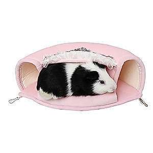shlutesoy Pet Hammock,Swing Cage Accessories Hamster Hammock Hanging Bed for Sugar Glider Guinea Pig Pink L
