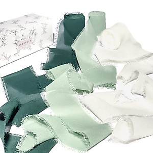 GROOVELY Silk Chiffon Ribbon for Gift Wrapping, Wedding Decorations, Bridal Shower Decorations, Easter Decorations, Gift Ribbon for Crafts and Gift Wrap, 4 Rolls x 20 Yards