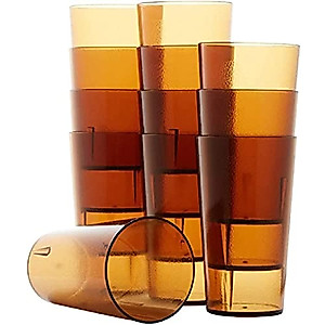 TrueCraftware- Set of 12 Pebbled Tumbler/Drinking Cups 12-Ounce Amber Color- Reusable Premium Water Iced Tea Glasses Stackable Drinking Glasses Dishwasher Safe Break-Resistant for Home Restaurants