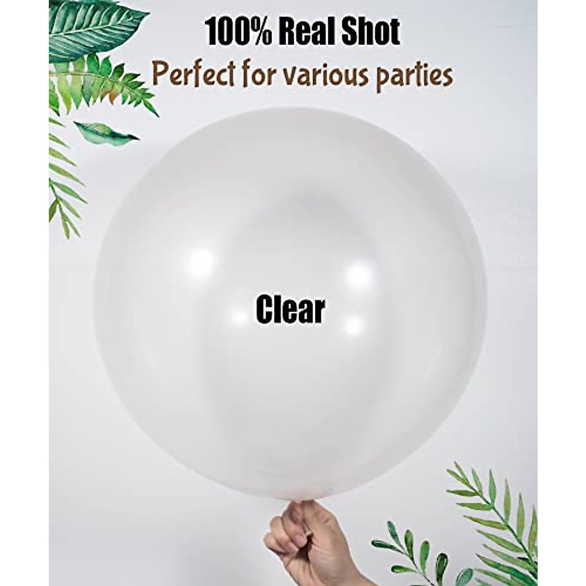 Clear balloons for Stuffing Large Balloons 24 Inch Translucent Balloon 5 Jumbo Balloons Giant Globe Strong Latex Big Round Balloon Decorating Wedding, Baby Shower, Birthday Party Helium Quality