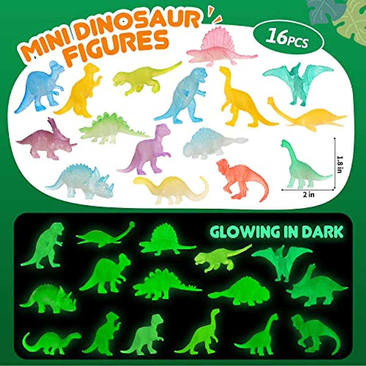 Dinosaur Birthday Party Supplies for 12 Kids, Dino Gift Bags Party Favors with Dinosaur Eggs That Hatch, mini dinosaur figures grown in dark , Slap Bracelets, Rubber Rings and Tattoos Stickers for dino themed party Gifts, Goodie treat Bags Fillers