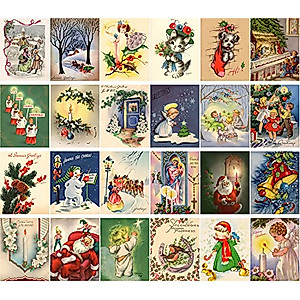 Vintage Christmas Greeting Cards 24pcs Christmas Wishes Santa Angels REPRINT Postcard Pack