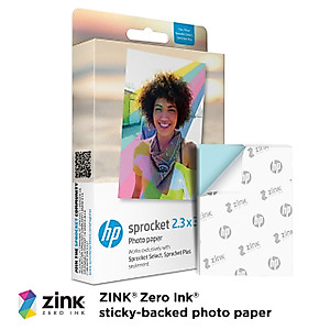 HP Sprocket 2.3 x 3.4" Premium Zink Sticky Back Photo Paper (50 Sheets) Compatible with HP Sprocket Select and Plus Printers.