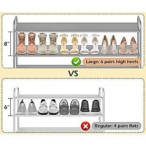 MISSLO Long 3 Tier Shoe Rack for Closet Shoe Organizer Storage Stackable Wide Shoe Shelf Holds 24 Pairs of Men Sneakers, Women Heels, Boots, Grey