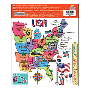 Map of The USA Adhesive Wall Decals - Wall Décor Stickers for Kids & Toddlers Include United States Map and Country - Reusable Wall Decor for Bedroom, Living Room, Nursery, Classroom