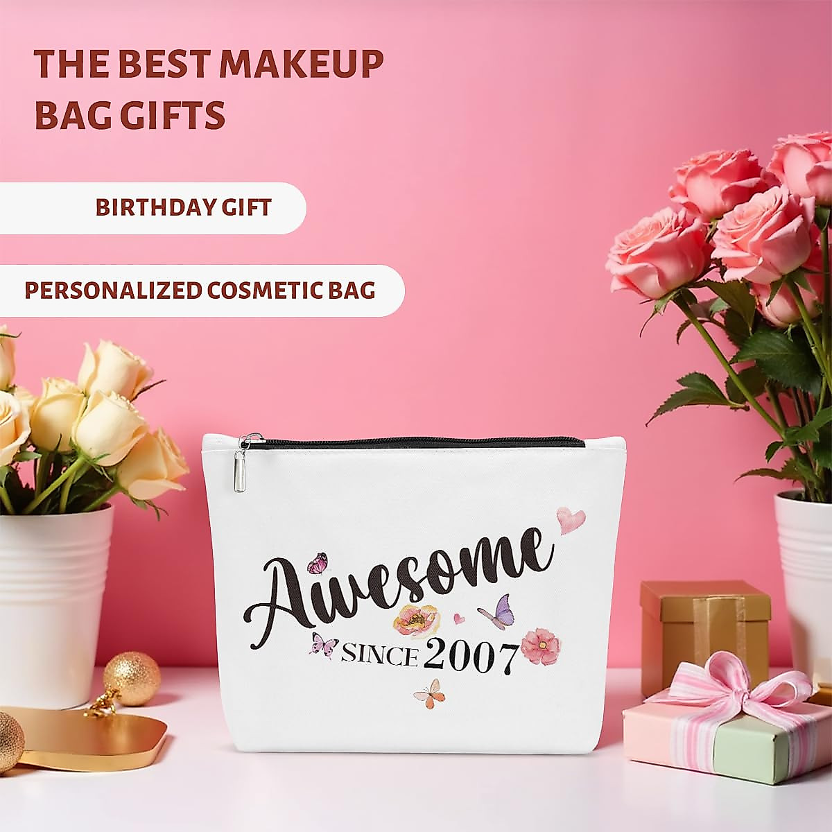 The 18th birthday gift for women, the 18th birthday decoration gift for women - the 18th birthday gift idea for friends, girlfriends, sisters, colleagues and BFF - the cosmetic bag since 2007