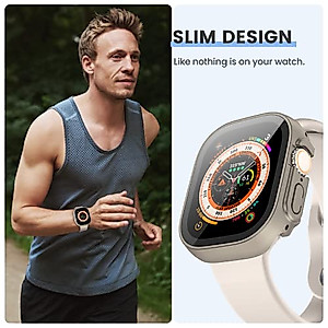 [3PACK] Tensea for Apple Watch Ultra 2/Ultra Screen Protector Case 49mm, iWatch Protective Face Cover, Hard PC Bumper Built-in Tempered Glass Film, Ultra-Thin Guard Women Men, 49 mm