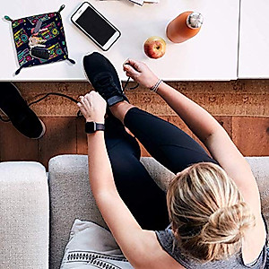 Lyetny Retro Pop Eighties Boombox Radio Organizer Tray Storage Box Bedside Caddy Desktop Tray Change Key Wallet Coin Box Tray Storage Valet,20.5x20.5cm