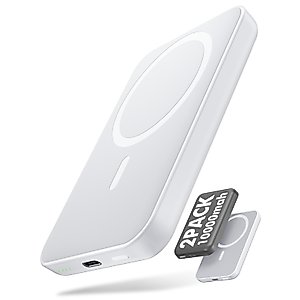 Magnetic Wireless Power Bank【2-Pack】, Mag-Safe Battery 10000mah with Locked Magnetic, Extra-large Capacity Wireless Portable Charger As Backup Magnetic Battery, Compatible with Iphone 14&13&12 Series