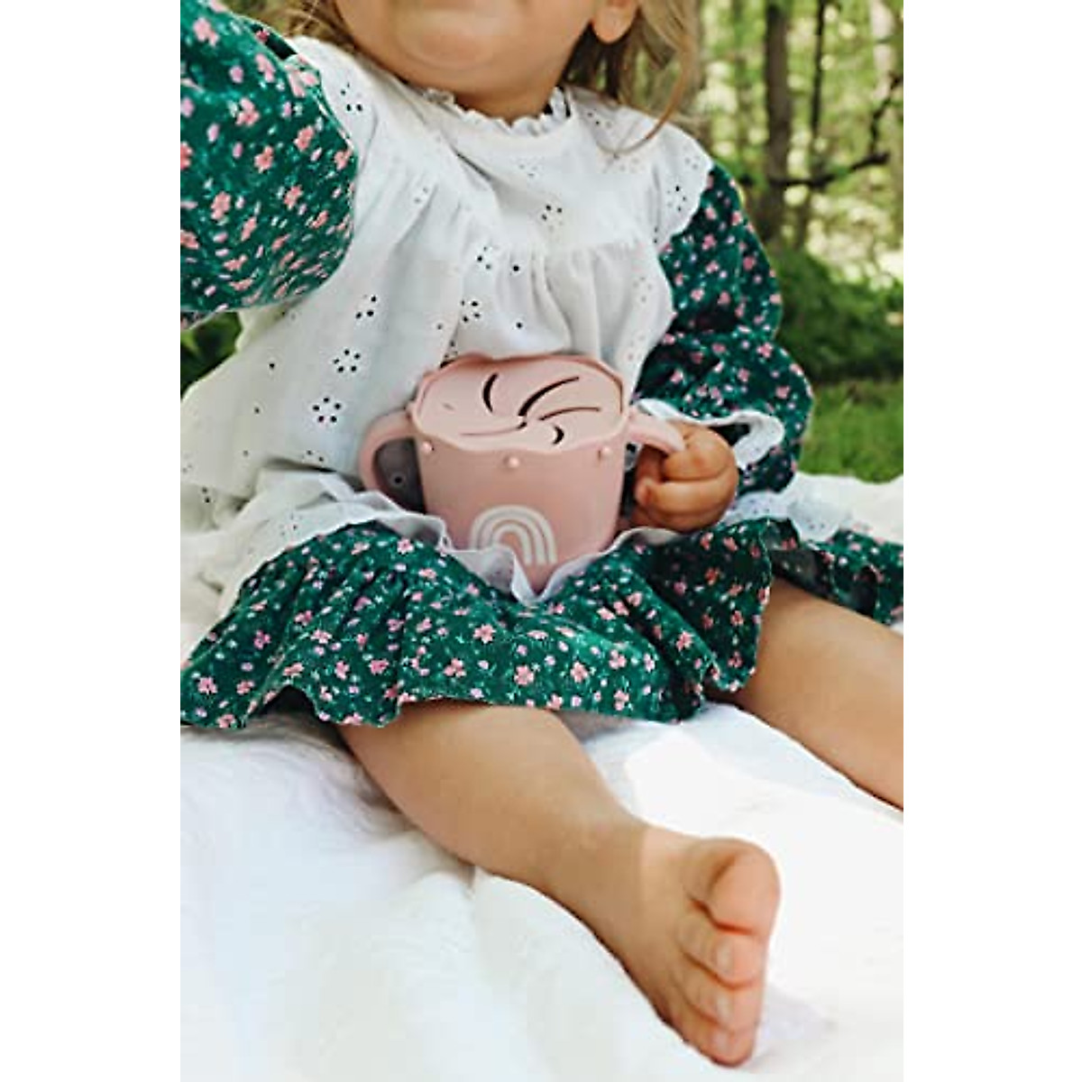 Hippypotamus Snack Cups for Toddlers - Spill Proof - 100% Food-Grade Silicone Snack Containers for Baby - Set of 2 (Blush/Nude)