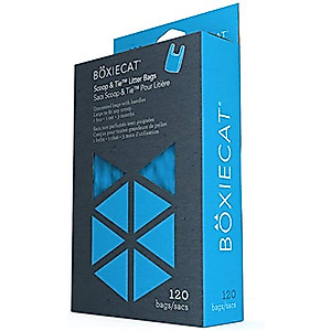 Boxiecat Scoop & Tie Cat Litter Waste Bags -Unscented– Leakproof - Large to Fit Any Scoop – Convenient Handles Tie & Seal in Odors - 1 Count (Pack of 120)