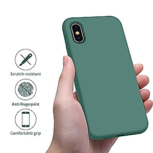 OTOFLY iPhone X Case,Ultra Slim Fit iPhone Xs Case Liquid Silicone iPhone 10 Case with Full Body Protection Anti-Scratch Shockproof Bumper,Soft Microfiber Lining 5.8 inch, (Pine Green)