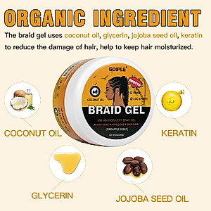 8.8OZ Strong Hold Braiding Gel for Twists, Locs, Cornrows - Tames Frizz, High Shine, No Flake, Easy Edge Control