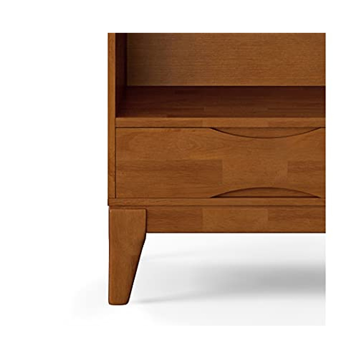 SIMPLIHOME Harper SOLID HARDWOOD 60 inch x 24 inch Mid Century Modern Bookcase with Storage in Teak Brown with 1 Drawer and 4 Shelves, for the Living Room, Study and Office