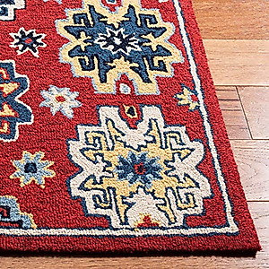 SAFAVIEH Heritage Collection 3' x 5' Red/Blue HG746Q Handmade Traditional Oriental Premium Wool Area Rug