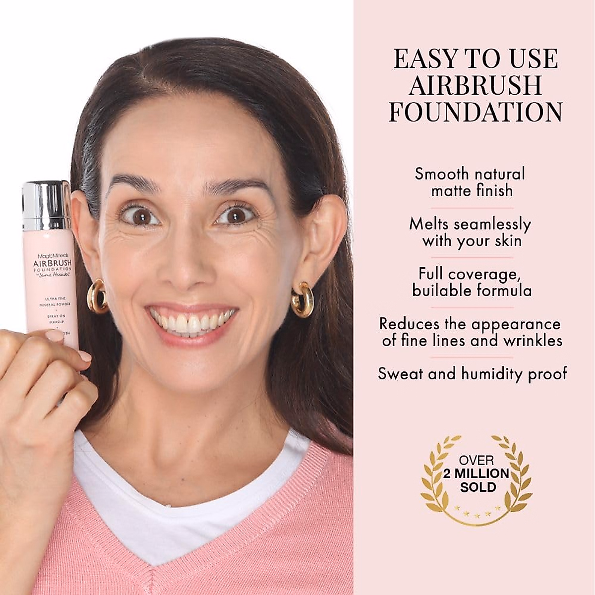 Jerome Alexander MagicMinerals AirBrush Foundation, Spray Makeup with Skincare Active Ingredients, Ultra-Light, Buildable, Full Coverage Formula (Bright Light)