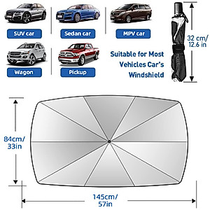 Car Windshield Sun Shade Umbrella - Foldable Car Umbrella Sunshade Cover UV Block Car Front Window (Heat Insulation Protection) for Auto Windshield Covers Trucks Cars (Large)