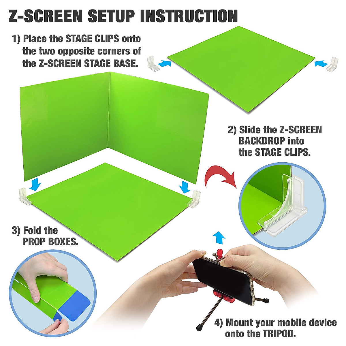 Zing Klikbot Zanimation Studio - Includes 2 Klikbots, Phone Stand/Holder and 2 Sided Backdrop Screen, for Ages 6 and Up