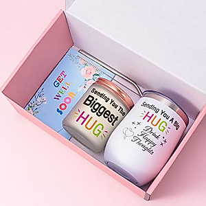 Thinking of You Gifts - Send A Big Hug Scented Candle Set & Insulated Tumbler, Feel Better Cheer Up Get Well Soon Gifts for Women, After Surgery Gift, Inspirational Candles, Grieving, Condolence, 7 oz