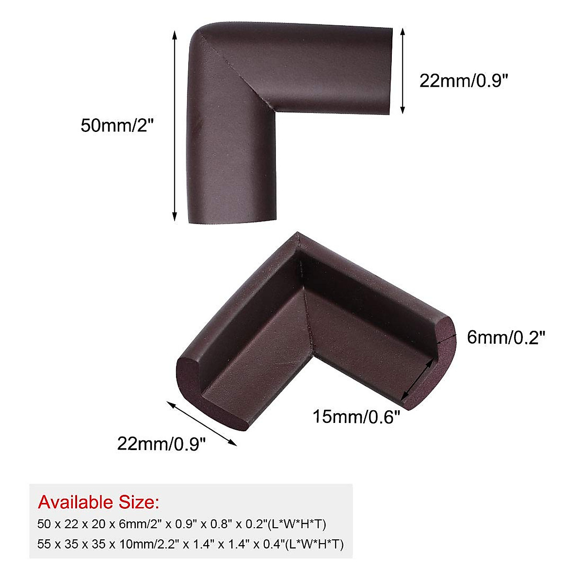 uxcell 4 Pack Foam Furniture Table Desk Edge Cover Pads Protectors Corner Cushions Bumper Guards Brown