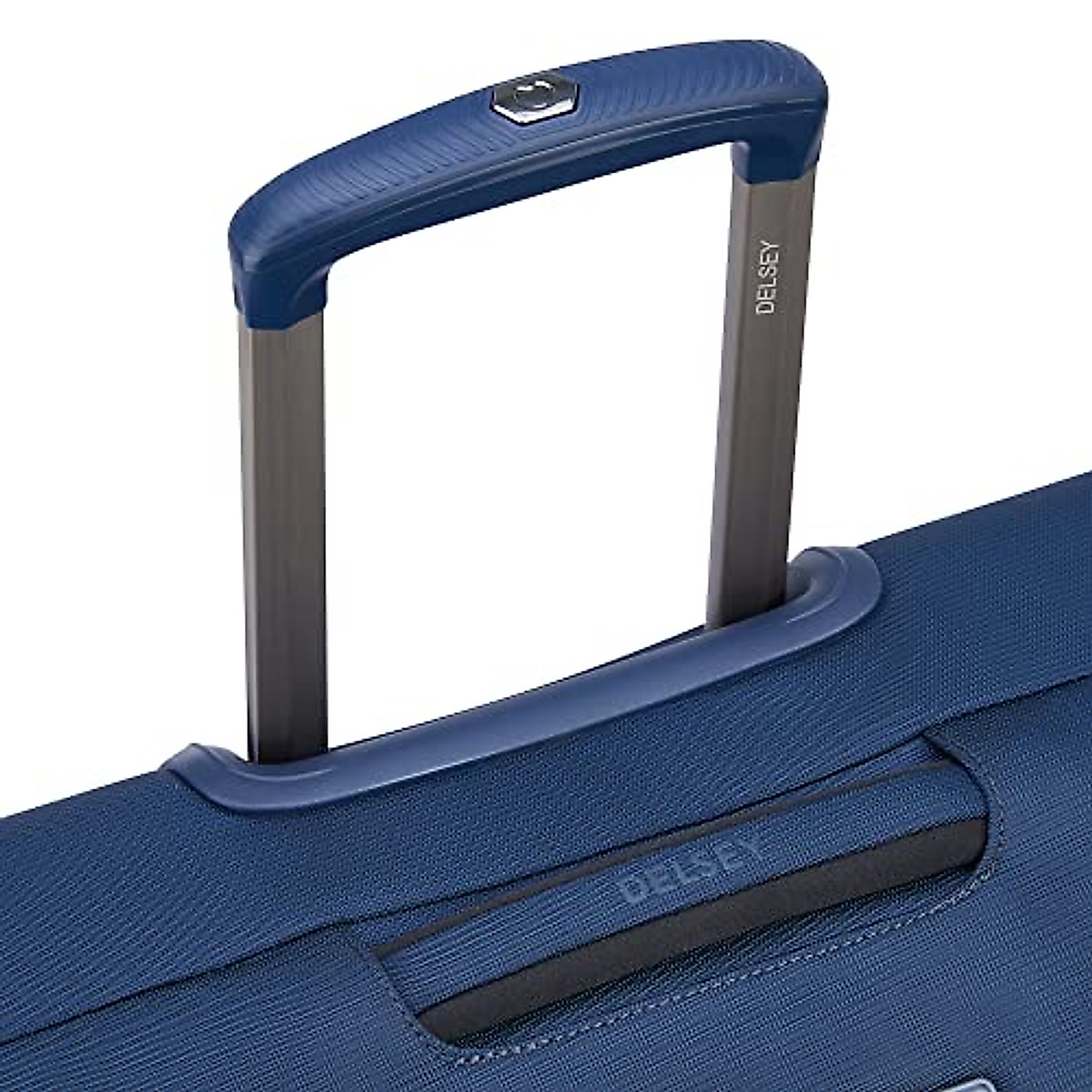 DELSEY Paris Helium DLX Softside Expandable Luggage with Spinner Wheels, Navy Blue, Checked-Large 29 Inch