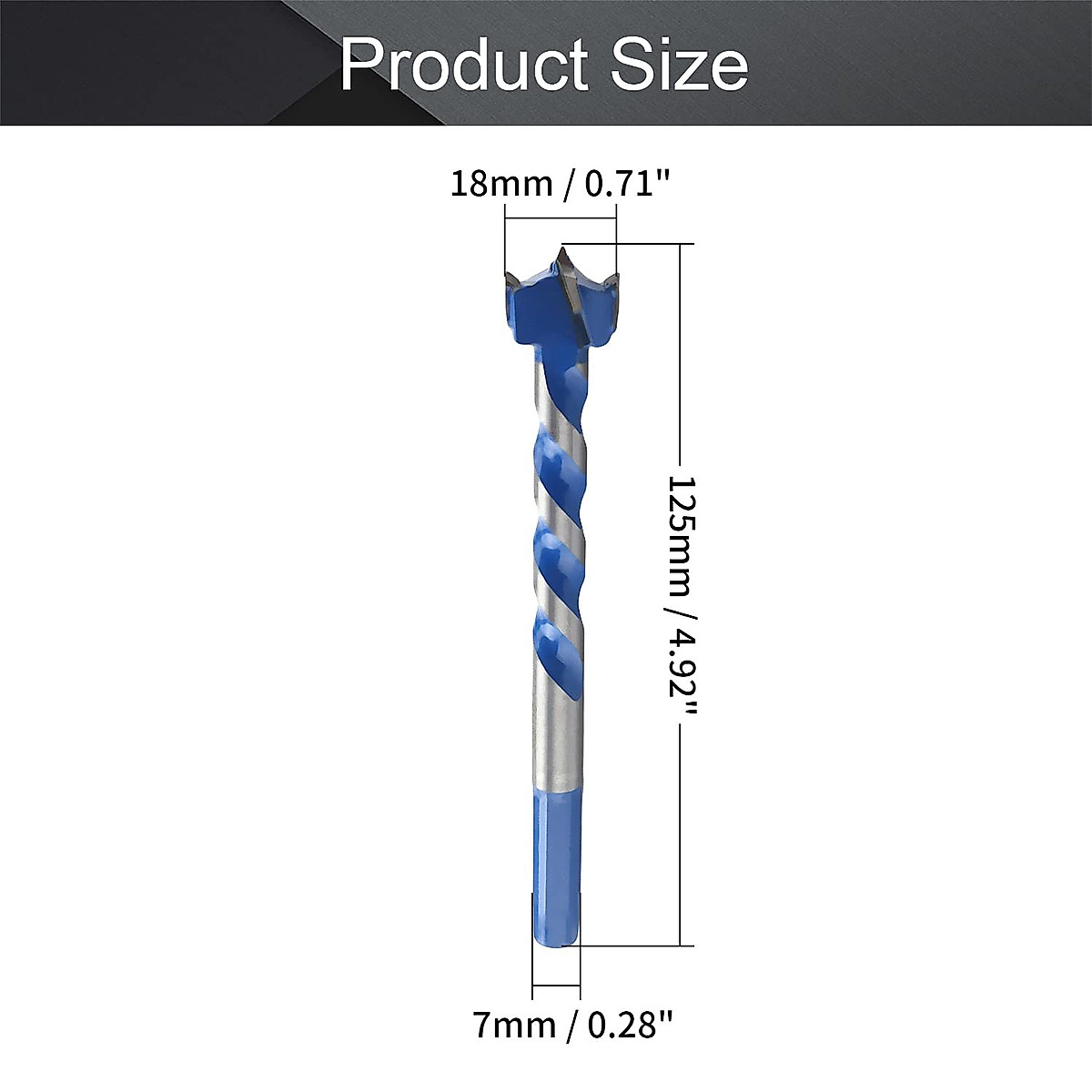 Utoolmart Forstner Drill Bits Cemented Carbide, 18mm Round Shank Woodworking Hole Saw Cutter, 125mm Length Woodworking Hole Boring Bit Blue