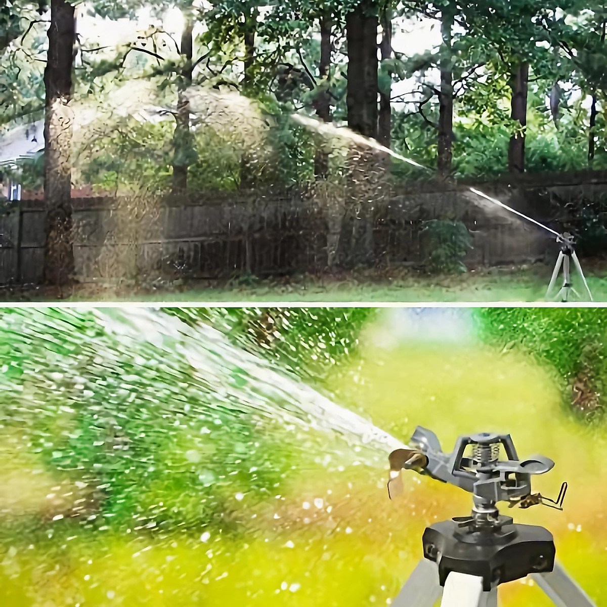 YAMATIC Impact Sprinkler on Adjustable Tripod Base, 360 Degree Large Area, Heavy Duty Adjustable Pulsator Sprinkler for Lawn, Yard and Grass Irrigation, Spray up to 20-90ft(Zinc Head)