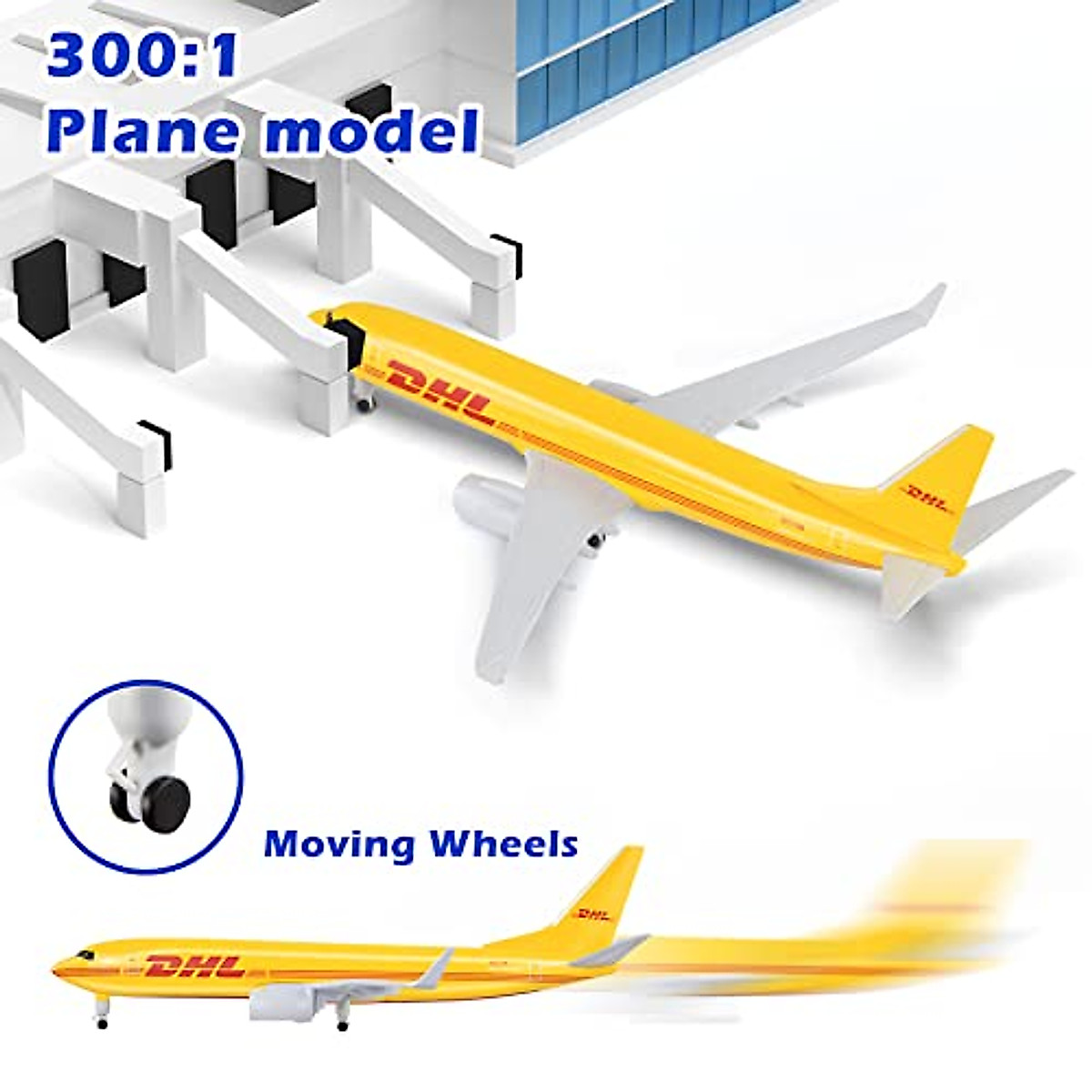 Lose Fun Park 1/300 Diecast Model Airplane DHL Airplane Model Boeing 737 Plane Model Plane for Collections & Gifts