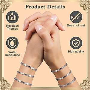 Funtery 12 Pcs Christian Bracelet Engraved Bible Verse Jewelry for Women Religious Baptism Gifts Inspirational Scripture Open Cuff Bangle Confirmation Gifts for Girls Friend Encouragement (Classic)