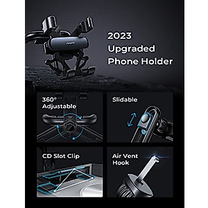 AINOPE CD Slot Car Phone Holder Mount 3 in 1 Multiple Choices Gravity Phone Holder Mount for Car Vent with Metal Hook Car Phone Holder Compatible with iPhone 14, All 4-7 Inch Cell Phones